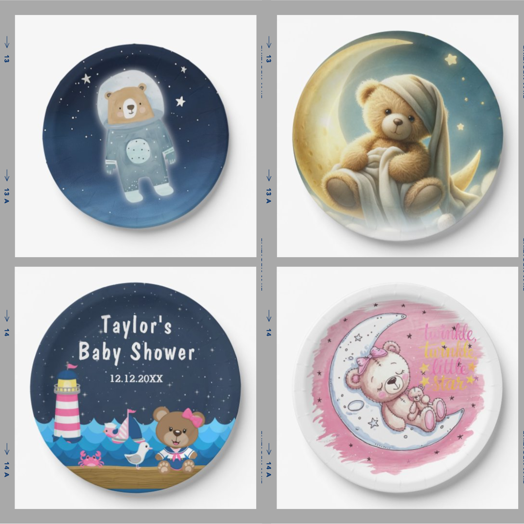 Adorable Baby Bear Baby Shower Plates and Napkins